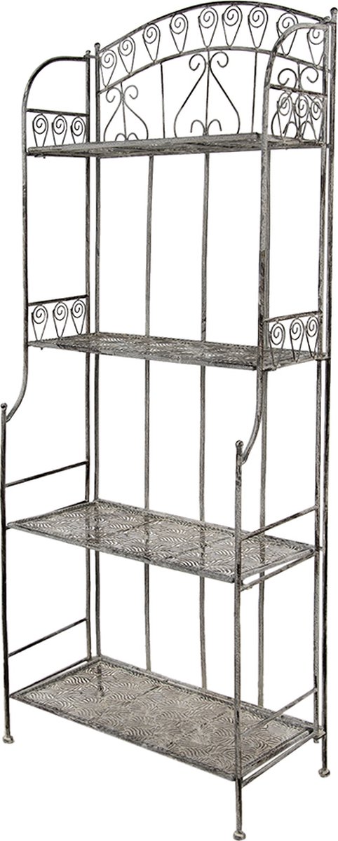 Clayre & Eef Opbergrek 60x30x157 cm Grijs Ijzer Bladeren Tuinrek ...
