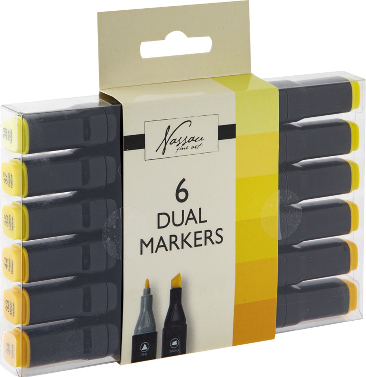 Nassau Fine Art® Dual Markers | Thema Geel | 6 verschillende geel ...