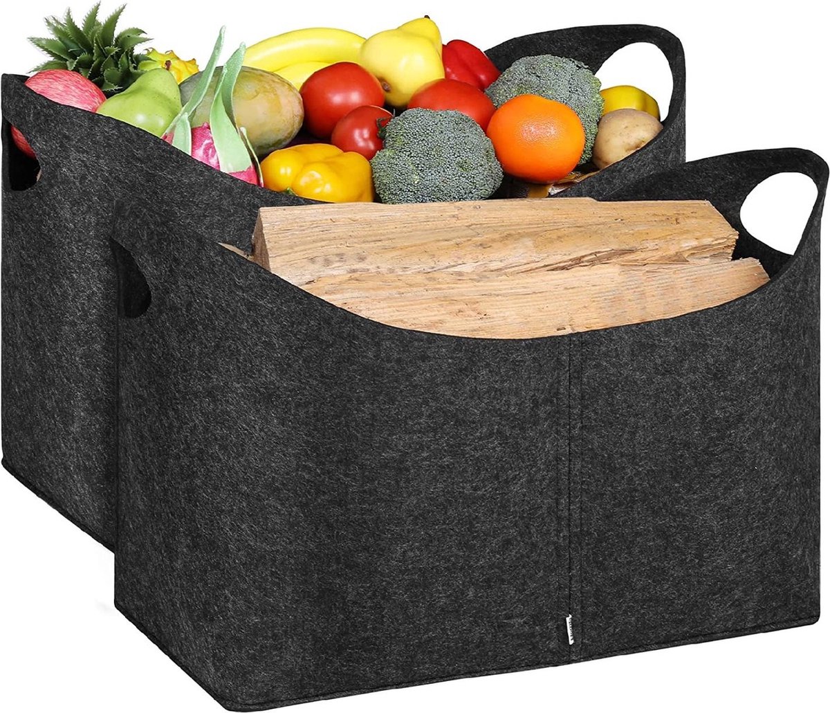 Wastas-Vilt Brandhout Zak Houten Krantenmand tas-2PCS | bol.com