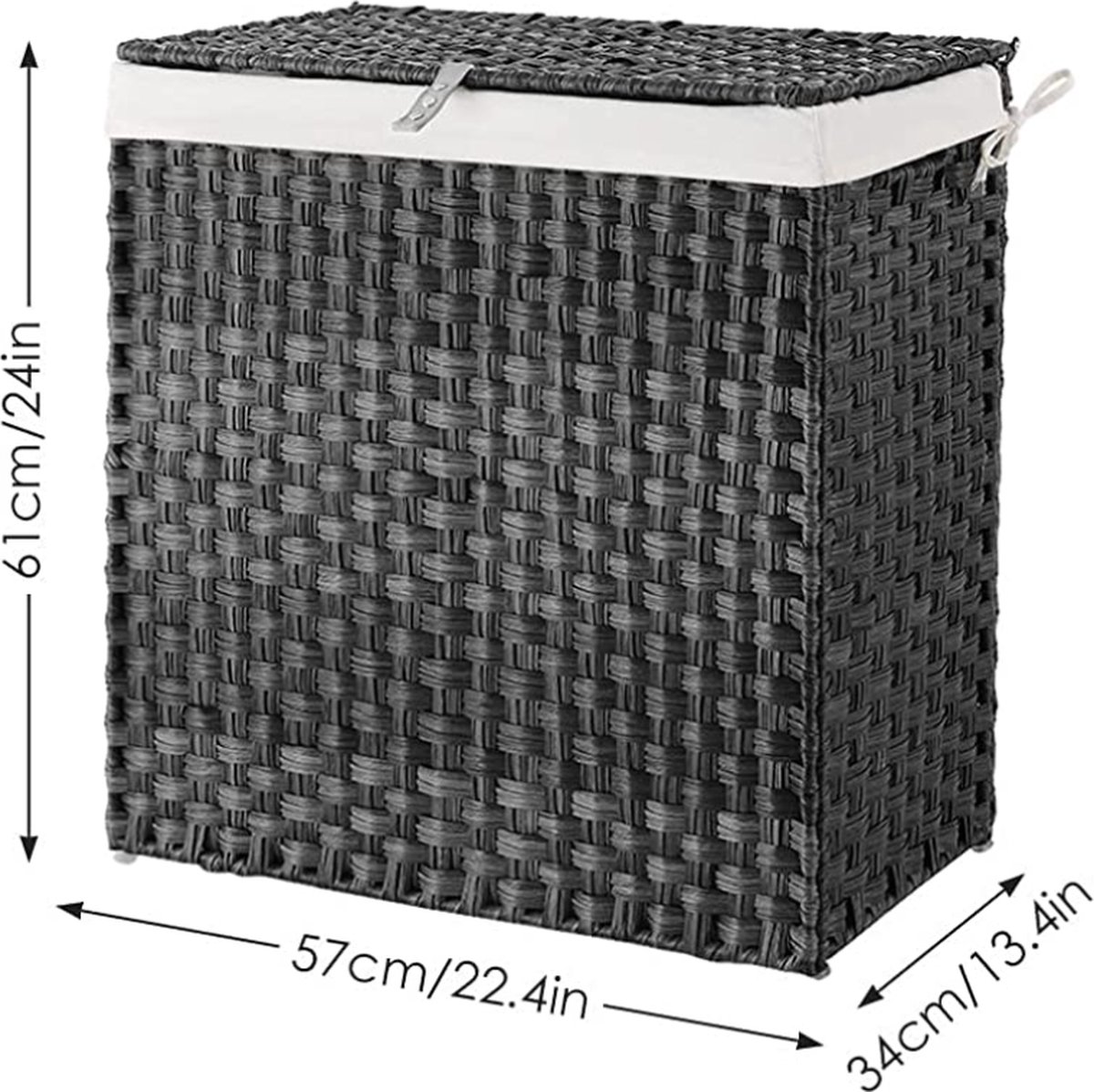Wasmand | Wassorteerder | Wasbox | Wasmand Riet | Wassmand met 2 vakken ...