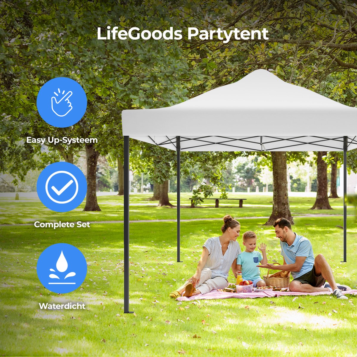 LifeGoods Partytent - Paviljoen - 3x4.5 m - Easy Up - Opvouwbaar ...