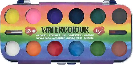 Waterverf met kwastje - Multicolor - Kunststof / Waterverf - 20 x 9 cm ...