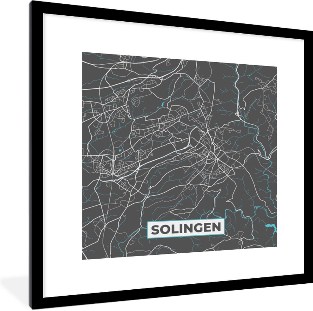 Fotolijst incl. Poster - Stadskaart – Solingen – Duitsland ...