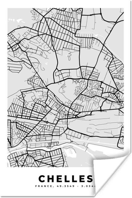 Poster Kaart - Stadskaart - Frankrijk - Chelles - Plattegrond - 20x30 ...