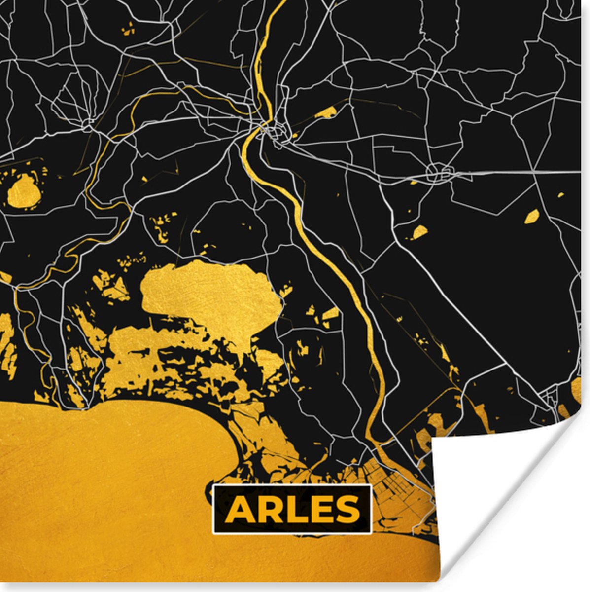 Affiche Plan – Carte – Plan de ville – France – Arles - 100x100 cm XXL ...