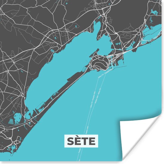 Poster Plattegrond - Kaart - Sète - Frankrijk - Stadskaart - 75x75 cm | bol