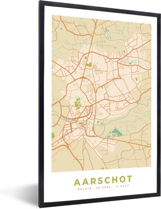 Fotolijst incl. Poster - België - Aarschot - Stadskaart - Kaart ...