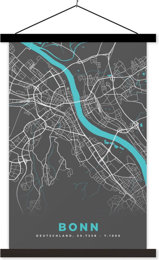 Posterhanger incl. Poster - Schoolplaat - Stadskaart – Bonn – Duitsland ...