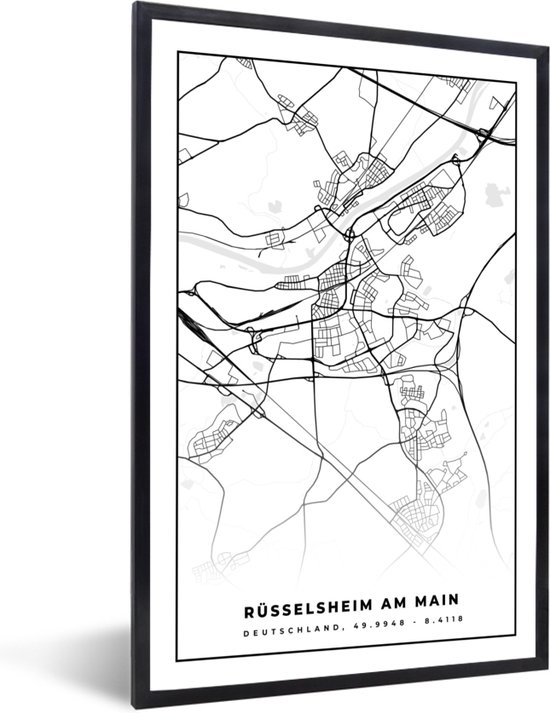 Fotolijst incl. Poster - Plattegrond - Kaart - Rüsselsheim am Main ...
