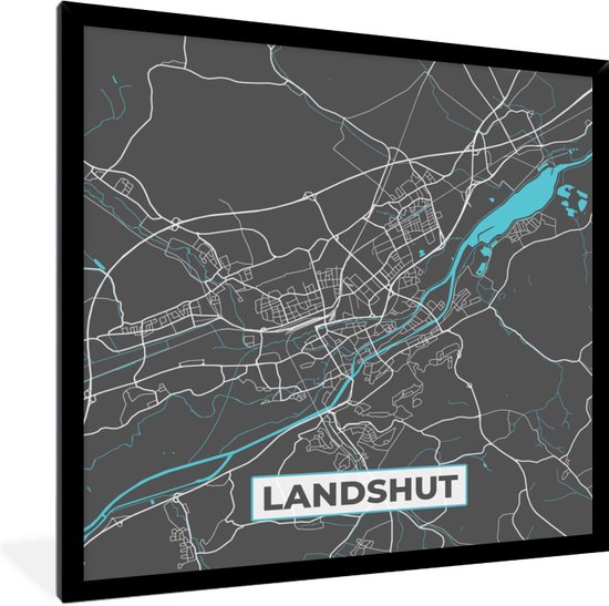 Fotolijst incl. Poster - Kaart – Plattegrond – Stadskaart – Landshut ...