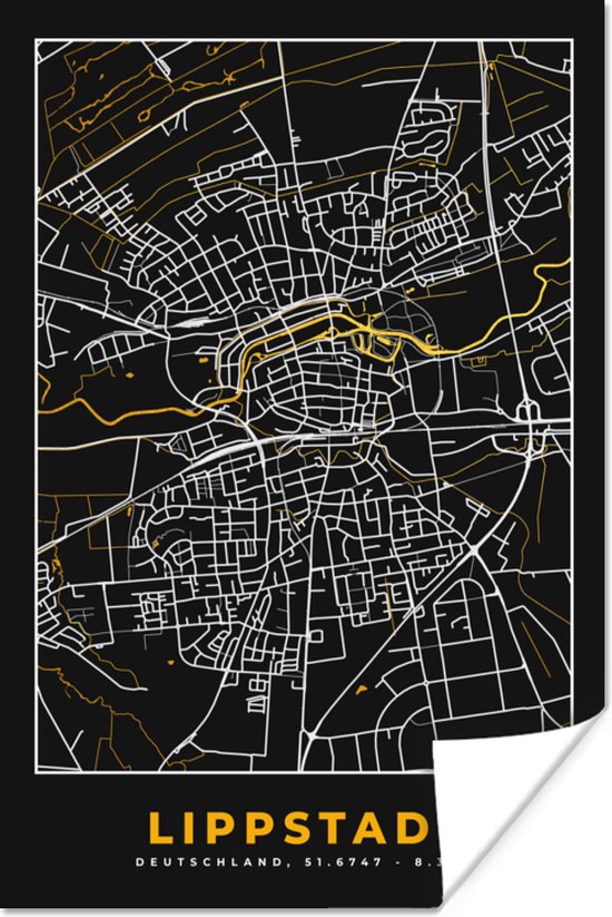Poster Stadskaart – Plattegrond – Duitsland – Goud – Lippstadt – Kaart ...
