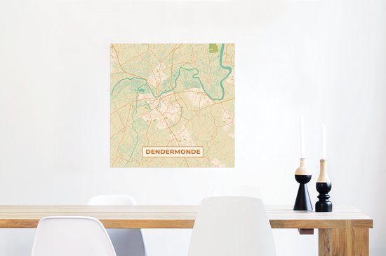Poster Dendermonde - Plattegrond - Kaart - Vintage - Stadskaart - 50x50 ...