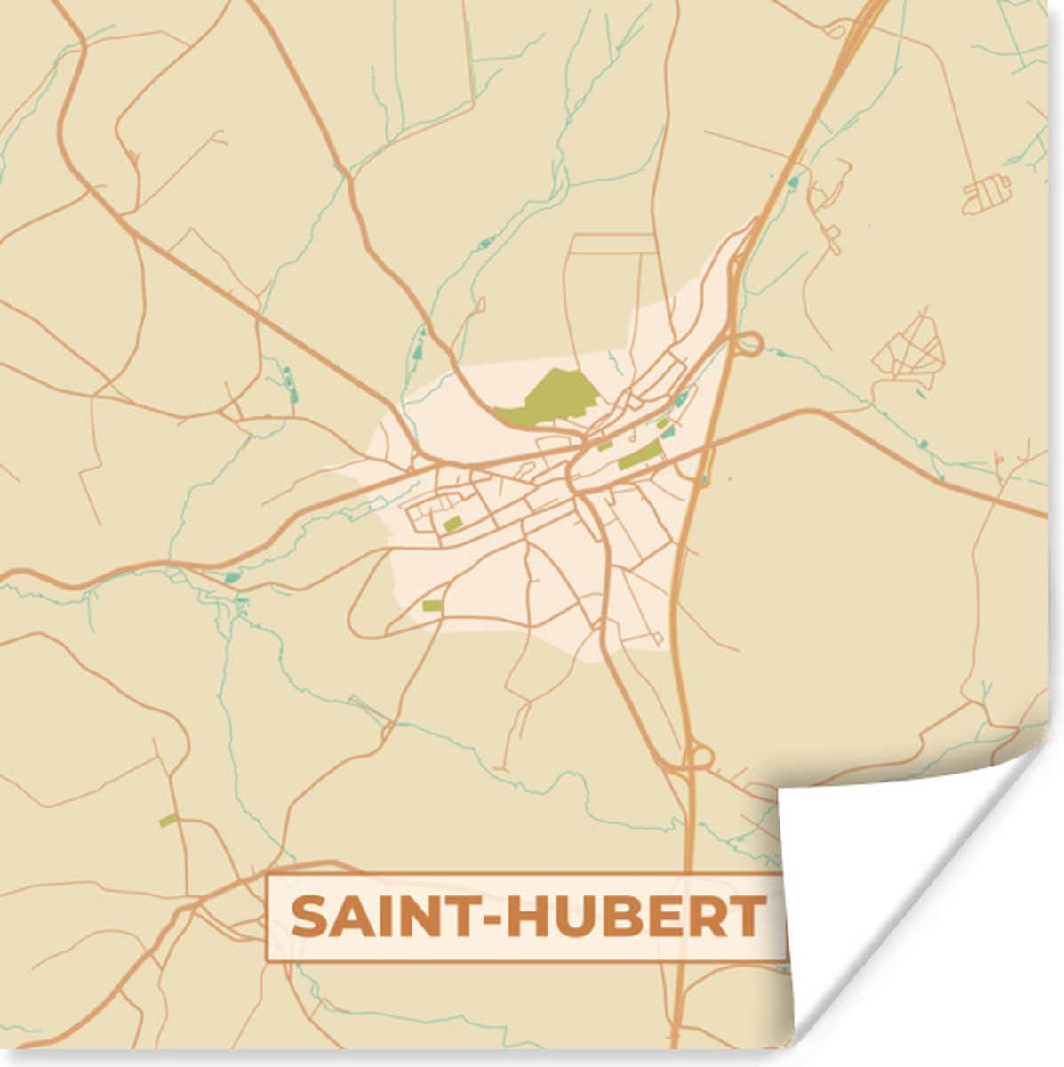 Poster Saint-Hubert - Vintage - Kaart - Plattegrond - Stadskaart ...
