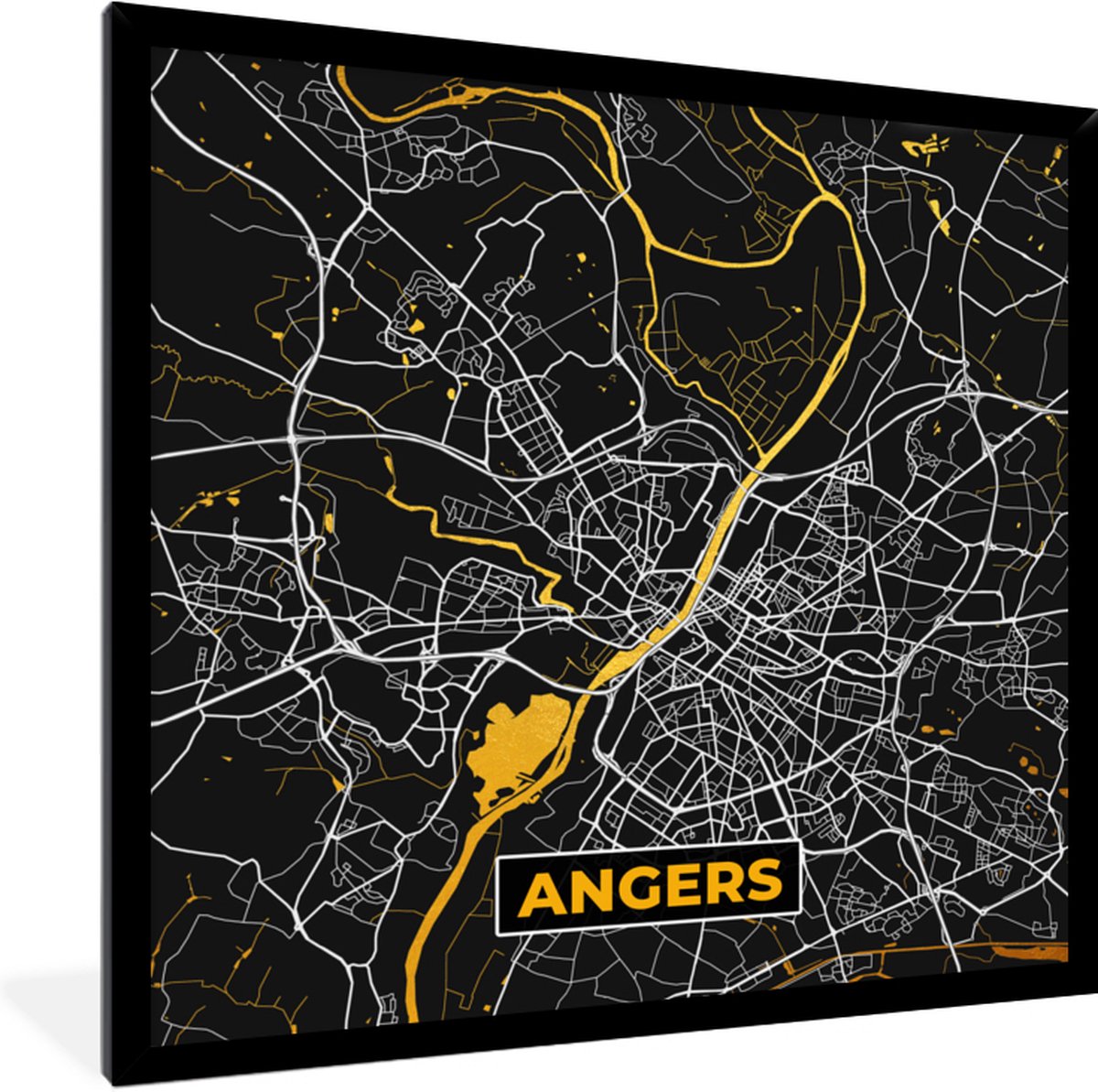 Cadre photo avec affiche - Angers - Carte - France - Carte - Plan de la ...