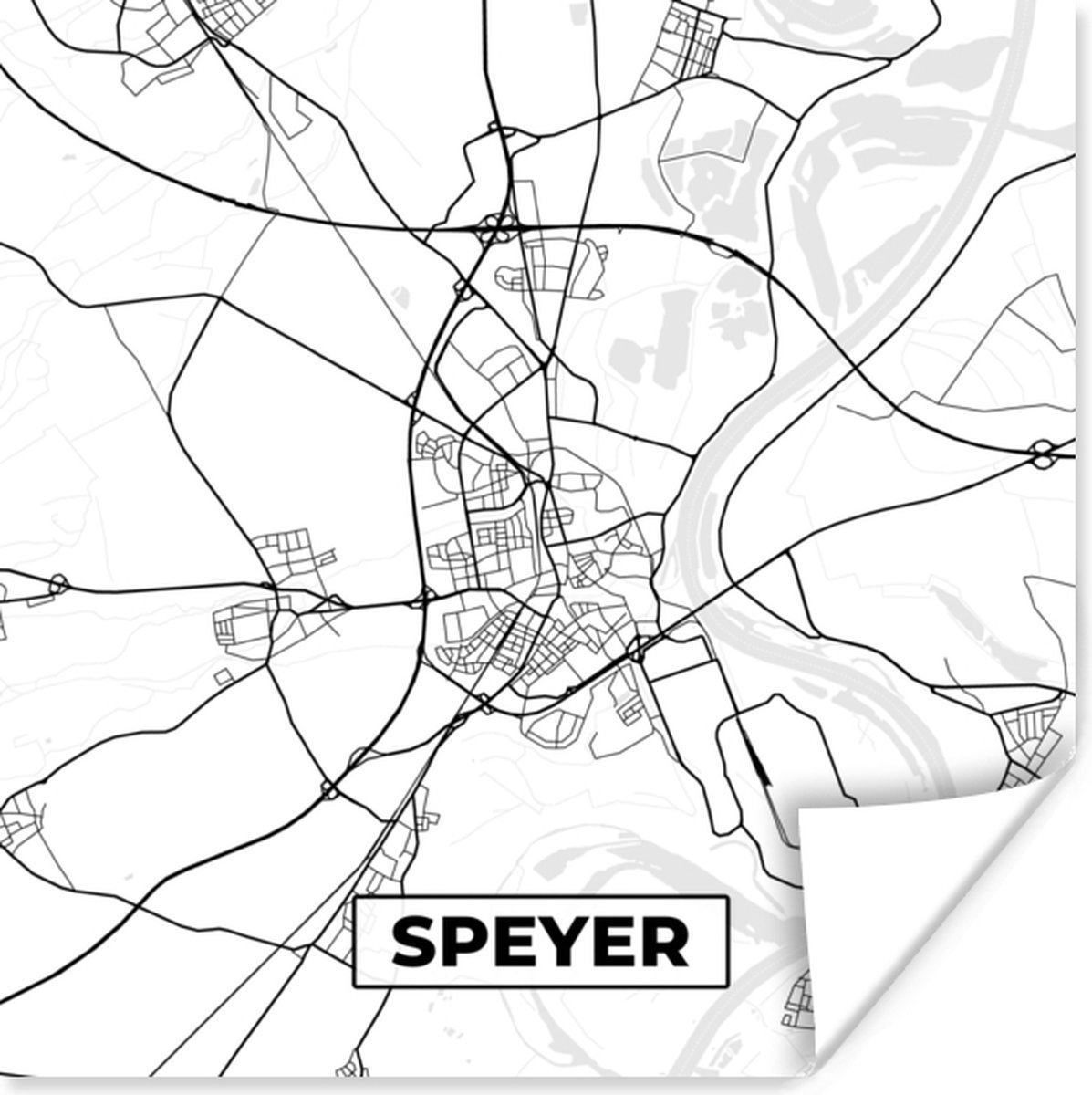Poster Stadskaart - Speyer - Plattegrond - Kaart - 50x50 cm | bol.com