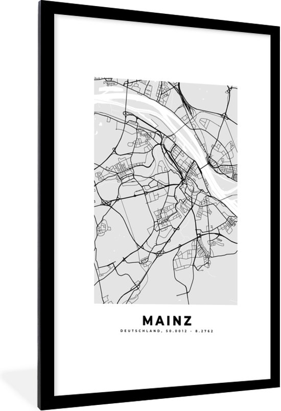Fotolijst incl. Poster - Stadskaart - Duitsland - Mainz - Plattegrond ...