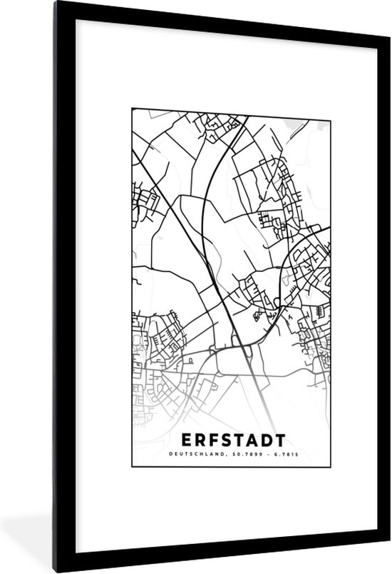 Fotolijst incl. Poster - Stadskaart - Kaart - Plattegrond - Erfstadt ...