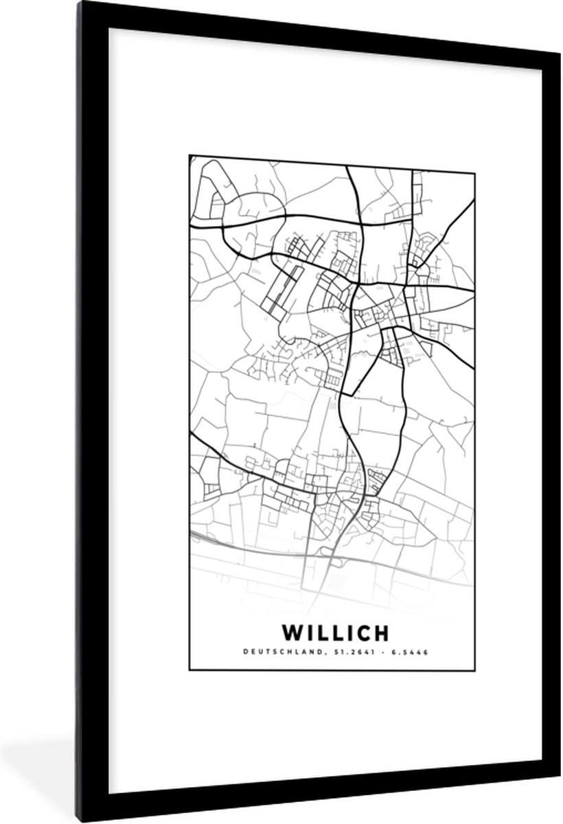 Fotolijst incl. Poster - Kaart - Willich - Plattegrond - Stadskaart ...