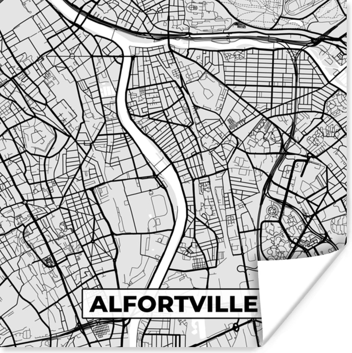 Affiche Plan - Alfortville - Plan de ville - Plan - France - 50x50 cm ...