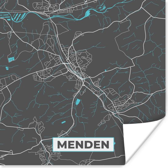 Poster Kaart – Plattegrond – Stadskaart – Menden – Duitsland – Blauw ...