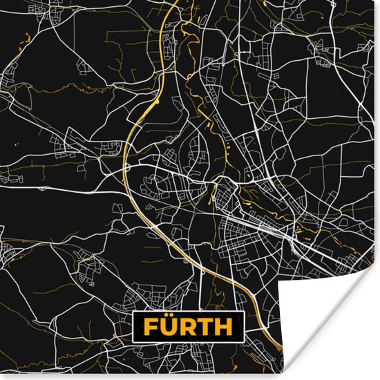 Poster Duitsland – Black and Gold – Fürth – Stadskaart – Kaart ...