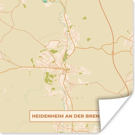 Poster Vintage - Stadskaart - Heidenheim an der Brenz - Kaart ...