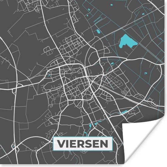 Poster Kaart – Plattegrond – Stadskaart – Viersen – Duitsland – Blauw ...