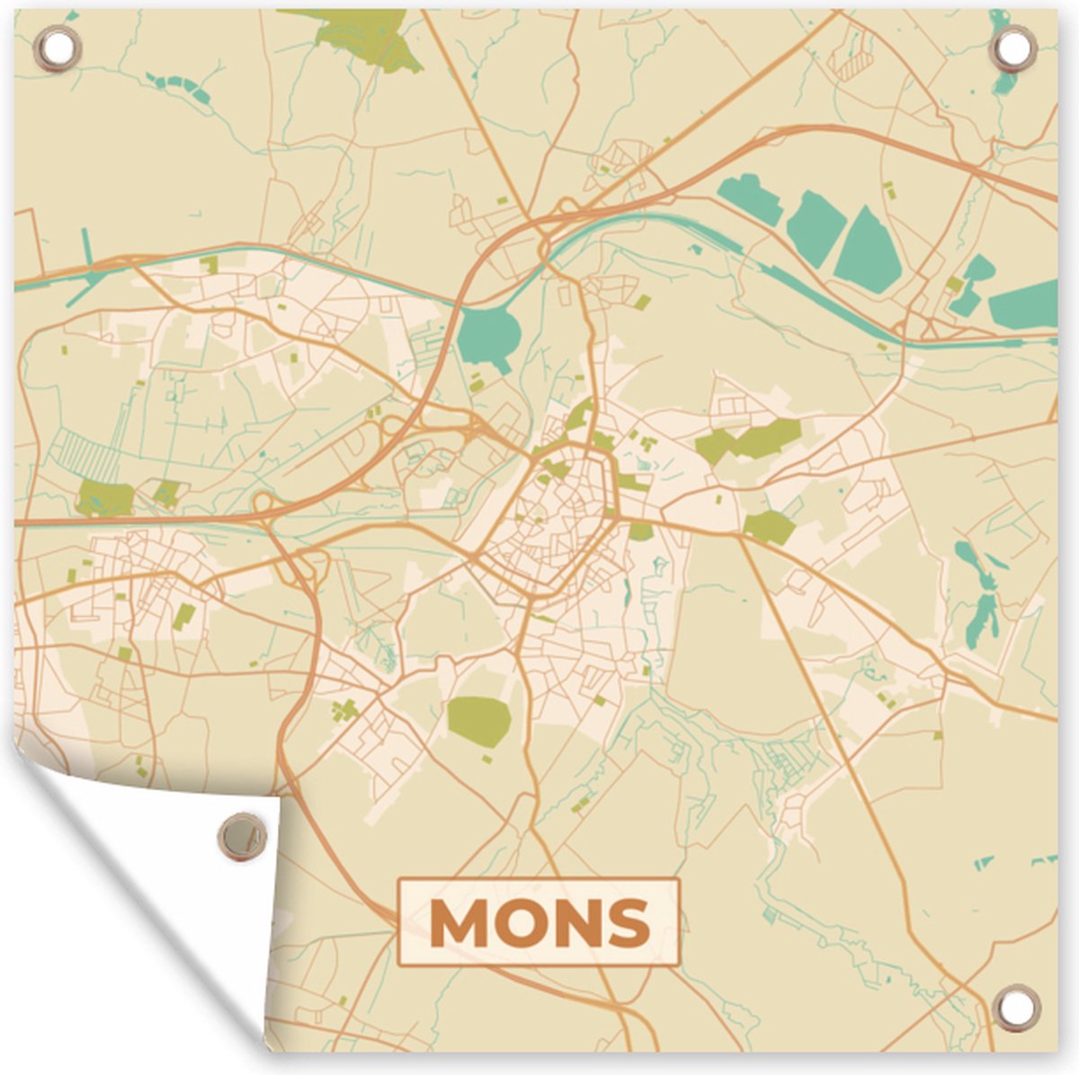Tuin poster Stadskaart - België - Mons - Kaart - Plattegrond - 200x200 ...