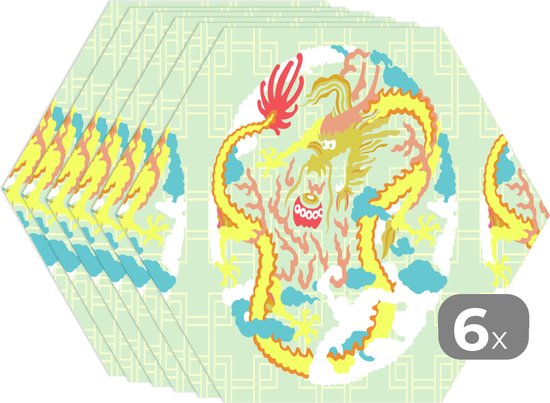 Placemats hexagon - Onderleggers placemats - Placemat zeshoek - Draak ... Placemats hexagon - Onderleggers placemats - Placemat zeshoek - Draak ...