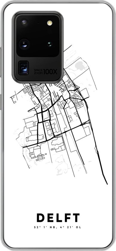 Samsung Galaxy S20 Ultra hoesje - Plattegrond – Delft – Zwart Wit ...