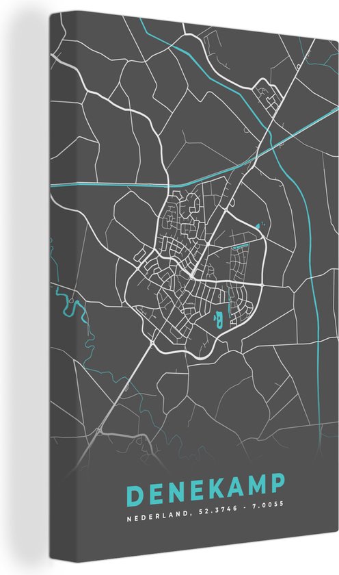 Canvas Schilderij Denekamp - Stadskaart - Kaart - Plattegrond - 40x60 ...