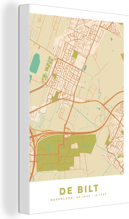 Canvas Schilderij De Bilt - Kaart - Stadskaart - Plattegrond - 80x120 ...