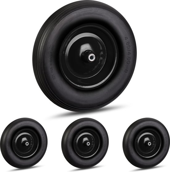 Relaxdays 4x roue de brouette anti crevaison - 4.80 4.00-8 ...