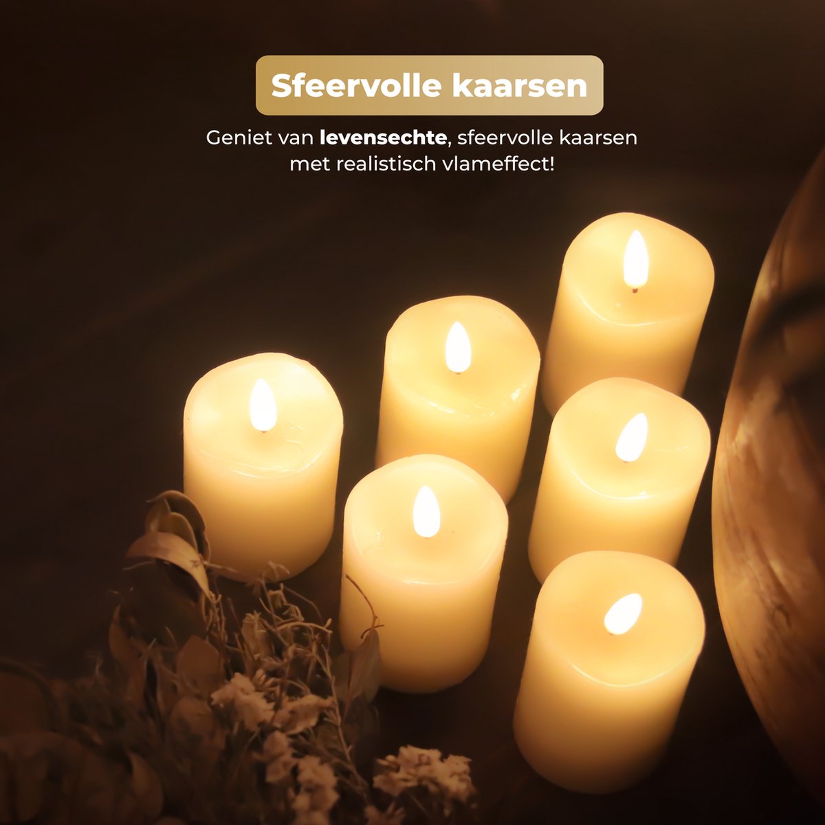 KENN® 3D Wax Kaarsen - 6 Stuks - Realistische Led Kaarsen - 300 Uur ...