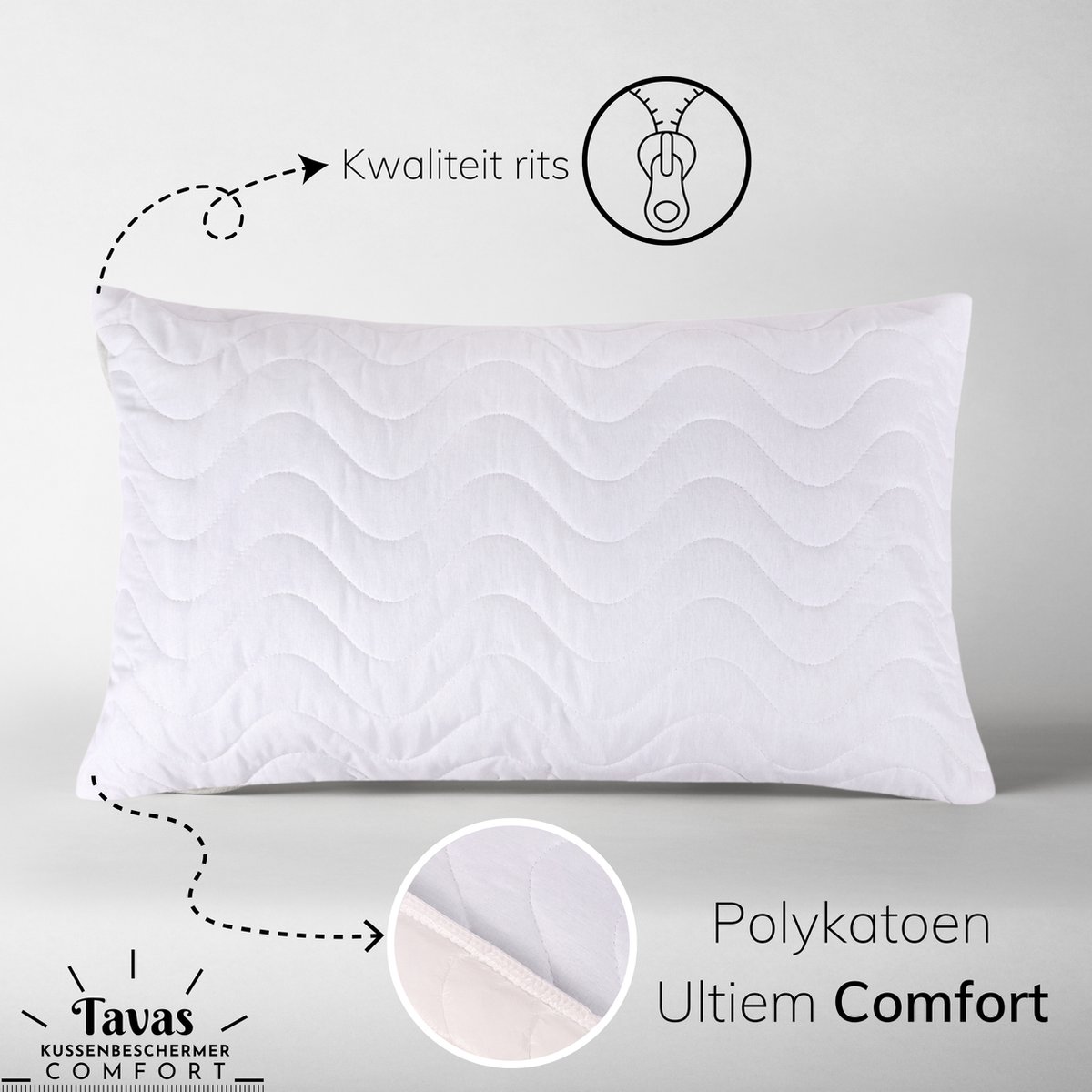 Tavas Gewatteerde Waterdicht Kussenbeschermer | 40x60 cm | 2 Stuks ...