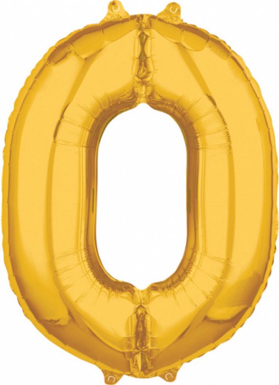 folieballon cijfer Nul 51 x 66 cm folie goud | bol