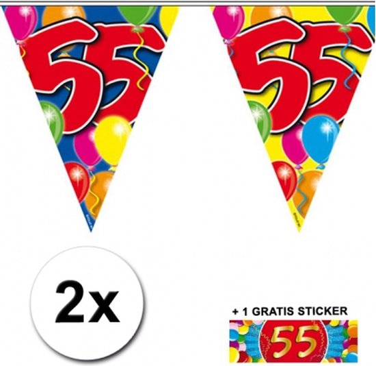 2x vlaggenlijn 55 jaar met gratis sticker | bol