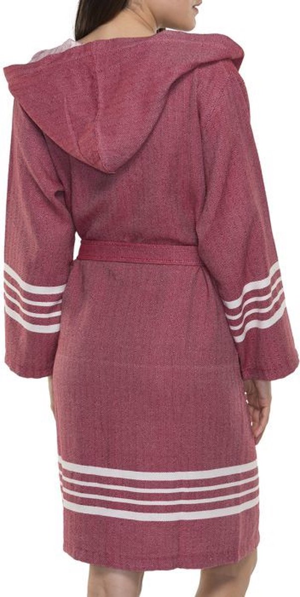 Hamam Badjas Sun Bordeaux - XL - korte sauna badjas met capuchon ...