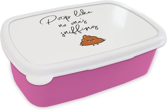 Broodtrommel Roze - Lunchbox - Brooddoos - Spreuken - Quotes - Poop ...