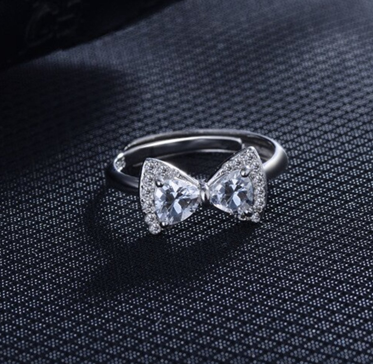 Ring dames | ring met strik | zilveren ring dames | Zirkonia steentjes ...