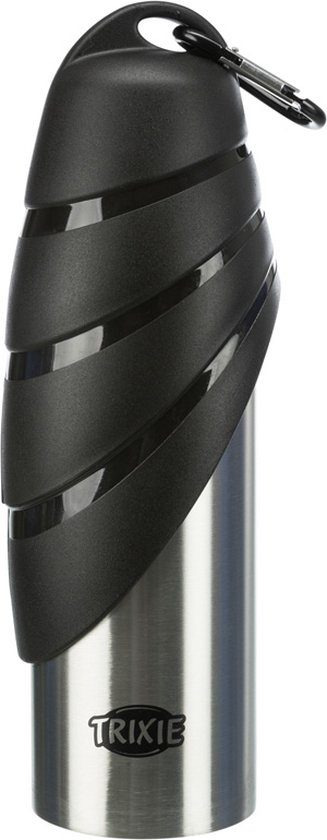 Trixie RVS Fles met Drinkbak Zwart 750ml | bol