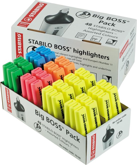 STABILO BOSS ORIGINAL - Big BOSS Pack met 48 geassorteerde kleuren | bol