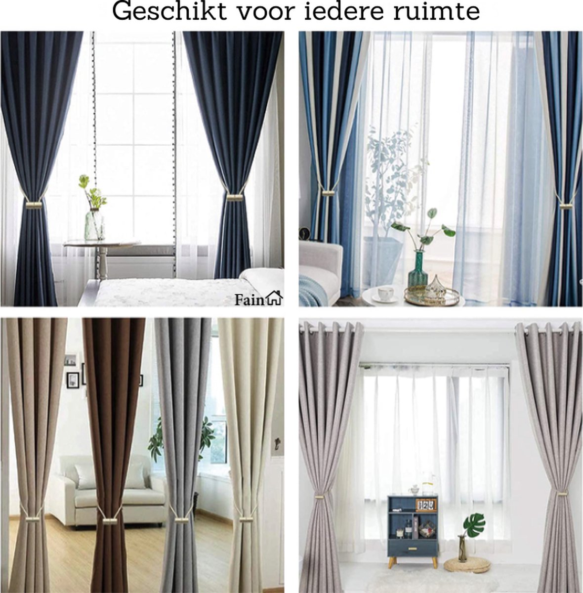 Fain - Luxe Gordijn Embrasse – Set van 2 stuks – Vierkant - Beige ...