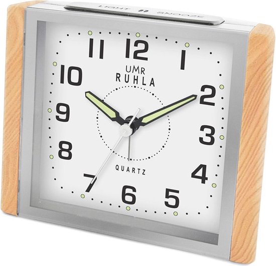 UMR Ruhla Quartz wekker met Cresendo alarm, hout | bol.com