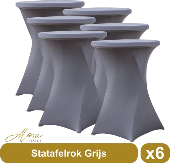 Statafelrok grijs 80 cm - per 6 - partytafel - Alora tafelrok voor statafel -... | bol.com