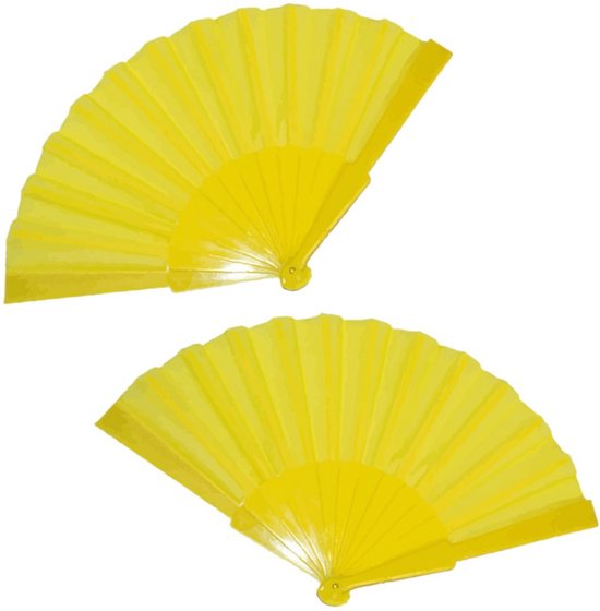 2x stuks handwaaiers/Spaanse waaiers geel - polyester - Verkoeling in ...