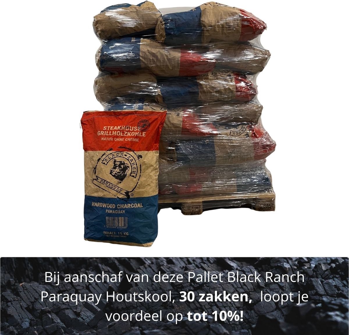 Pallet Black Ranch Paraquay Houtskool - 30 zakken | bol.com