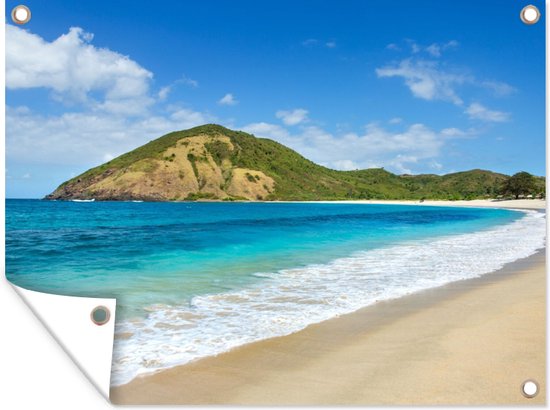 Tuinposter - Strand - Eiland - Zee - Schuim - Zand - 80x60 cm - Tuin ...