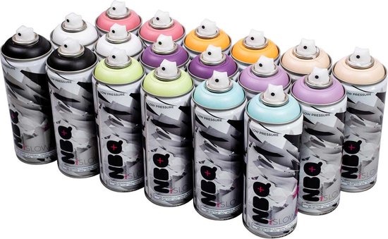 NBQ Slow Pro - Spray Paint - Main Tones - voordeelpakket van 18 kleuren ...