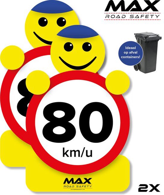 (Kliko) Sticker Max snelheid verkeerspoppetje 80 km/u - Set van 2 stuks ...